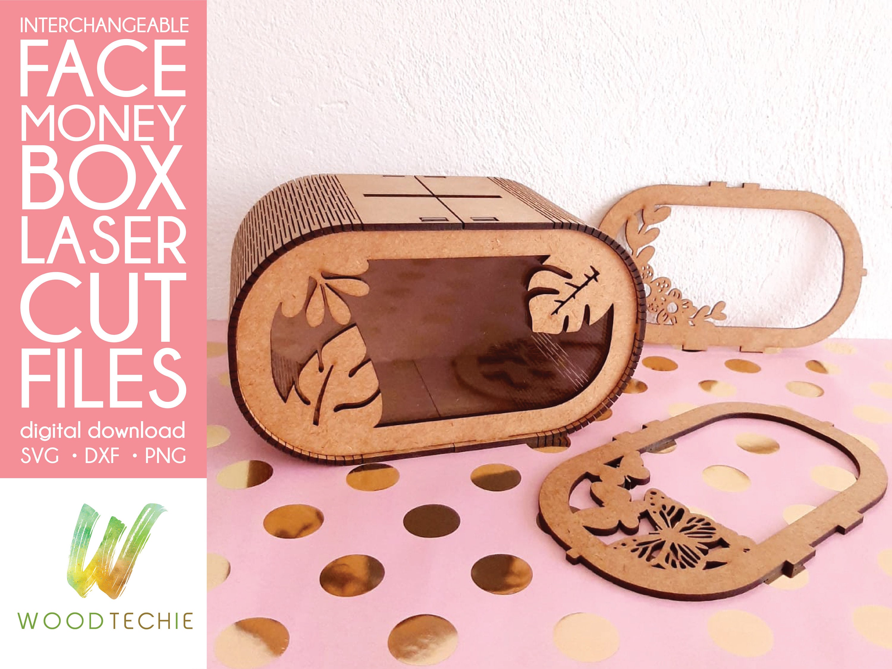 Interchangeable Face, Money Box Design File Laser Cut Files 10cm X 10cm ...