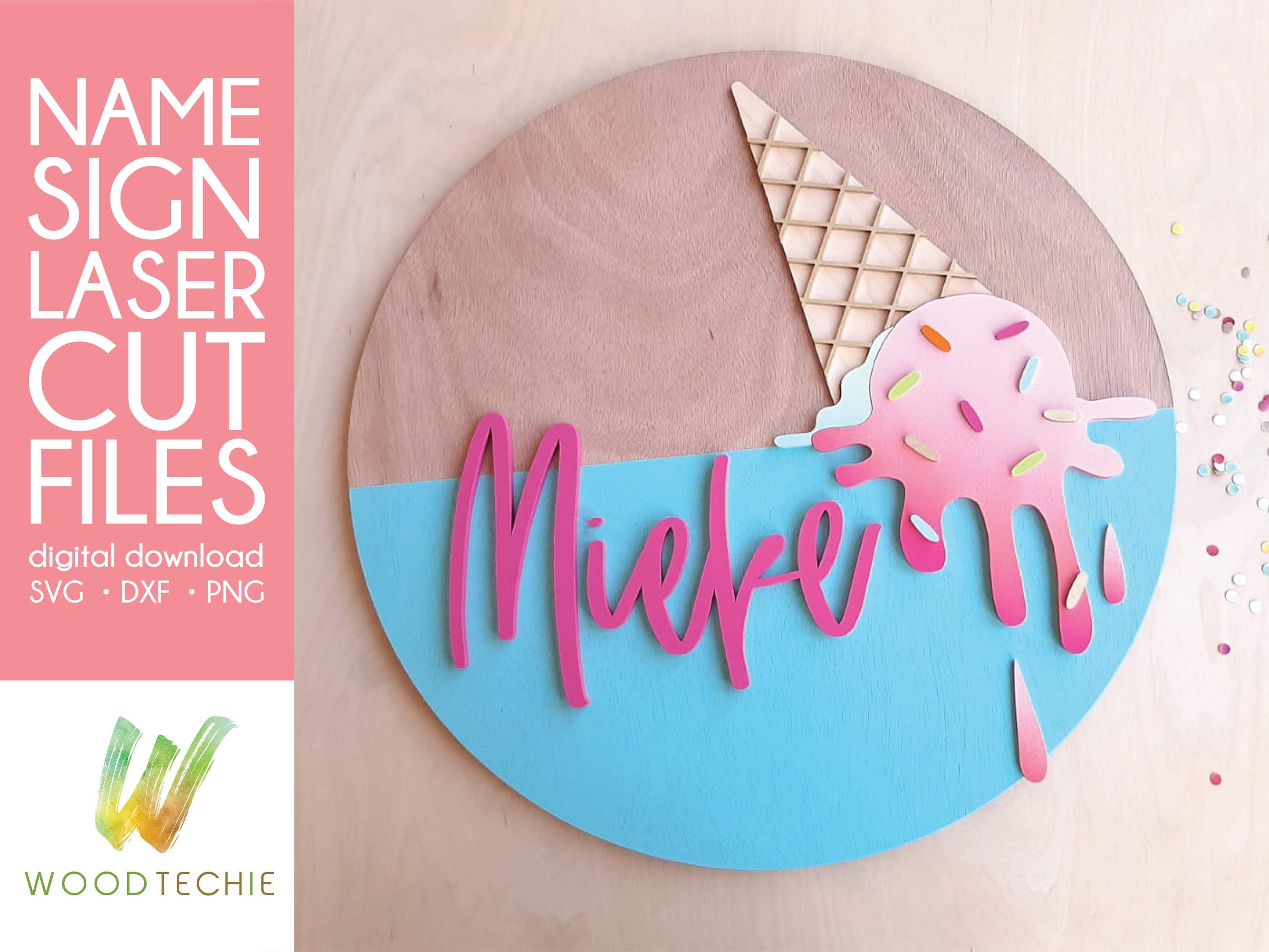Ice Cream - Name Sign Laser Cut File - Digital Download - Laser Cutting ...