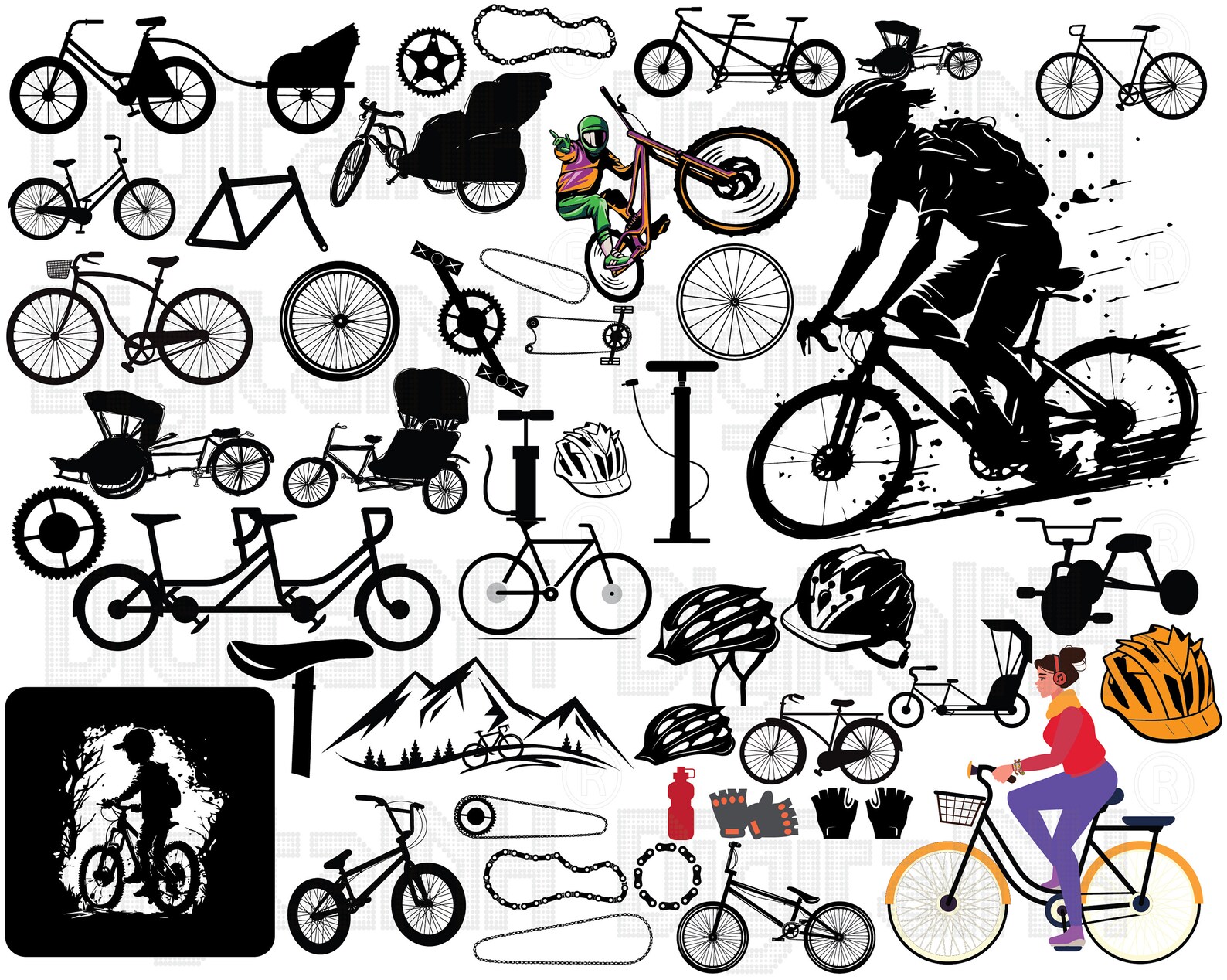 45 Fahrrad SVG Bundle, Fahrrad SVG, Mountainbike SVG, Radfahrer svg ...