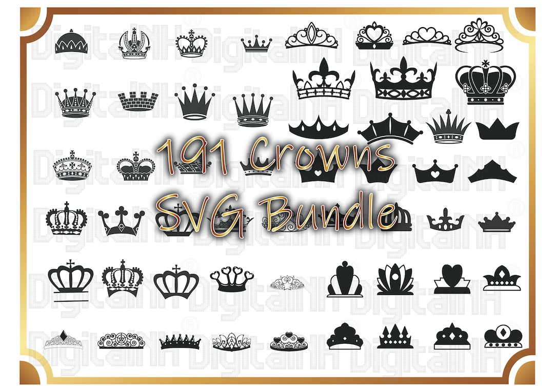 191 CROWNS SVG Bundle, Princess Crowns SVG Bundle, Royal Crown Svg, Svg ...