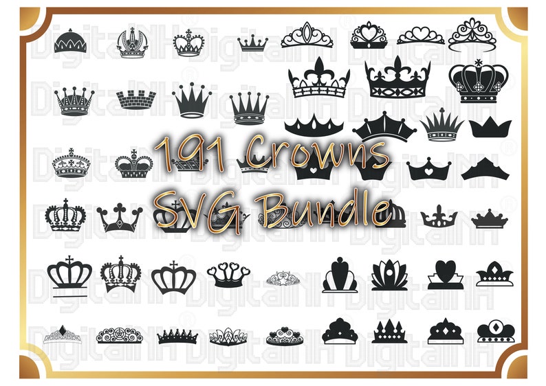 191 Crowns Svg Bundle Princess Crowns Svg Bundle Royal Crown Etsy