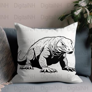 Komodo Dragon SVG, Black and White Reptile Clipart, Lizard Svg, Instant ...