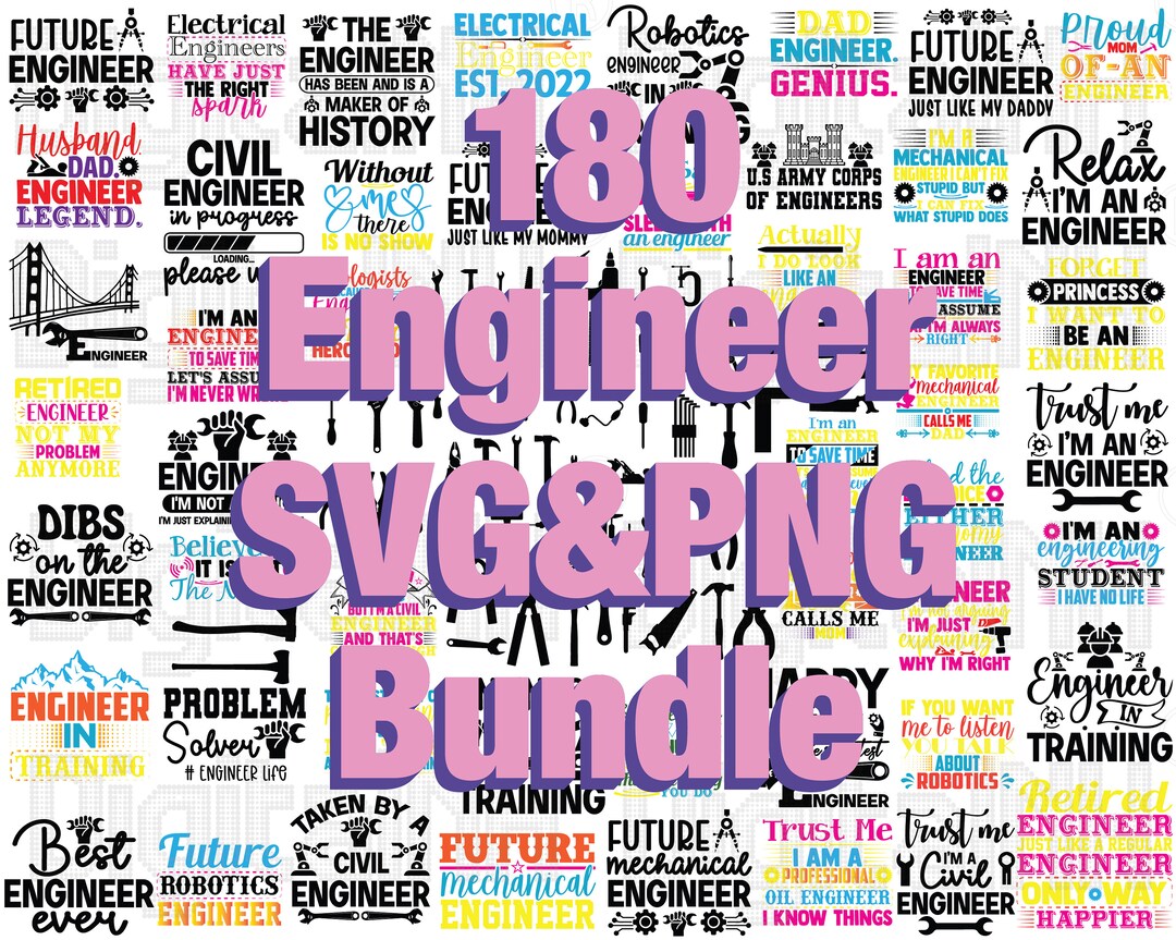 180 Engineer SVG PNG Mega Bundle, Engineer SVG, Tools Svg, Engineer ...