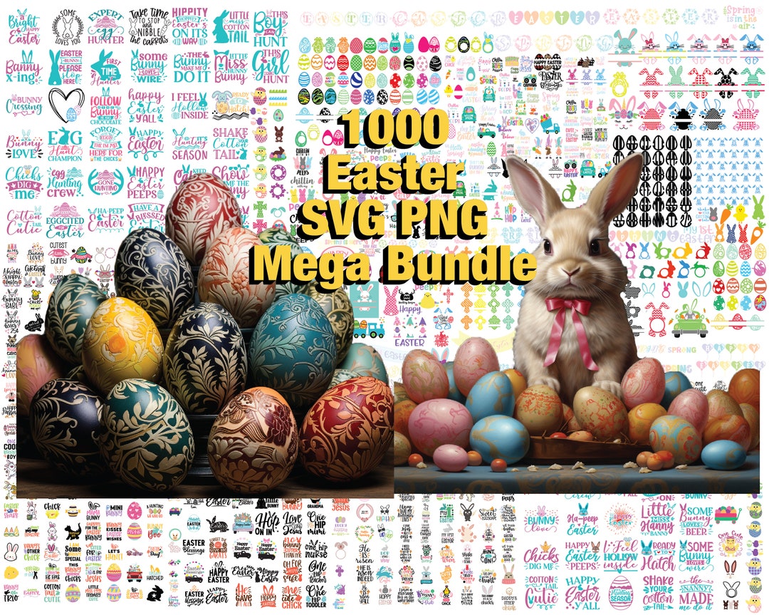 1000 Pasen SVG PNG Mega Bundel, Pasen SVG, Lente SVG, Konijn SVG ...