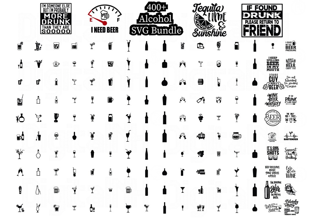 400+ Alcohol SVG Bundle, Alcohol Quotes SVG Bundle, Alcohol Monogram ...