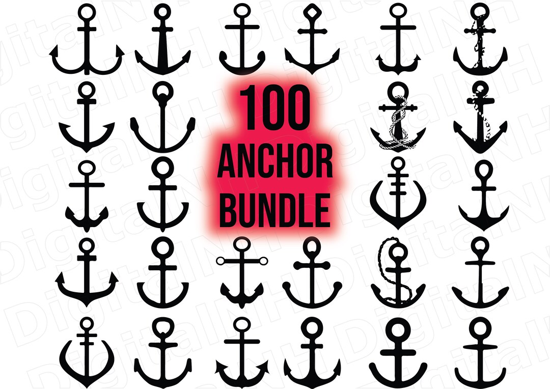 100 ANCHOR SVG BUNDLE, Nautical Svg, Boat Anchor Svg, Us Navy Anchor ...
