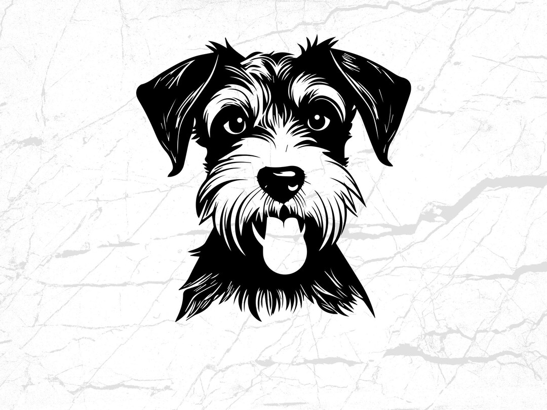Cute Dog SVG File, Miniature Schnauzer, Pet Vector Art, Printable Puppy ...