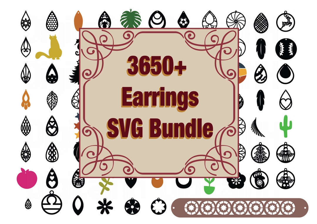 3650+ Earring SVG Mega Bundle, Earring DXF PNG, Earring Svg, Leather ...