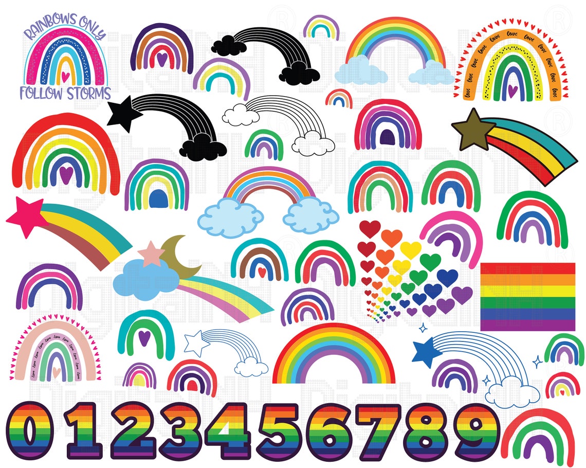 40 Rainbow SVG Bundle Colorful Rainbows SVG Rainbows SVG - Etsy