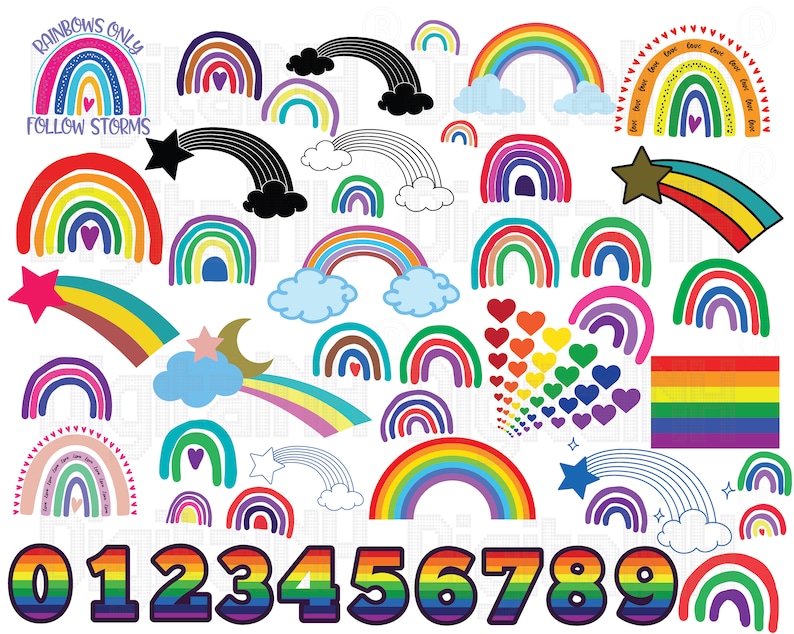 40 Rainbow SVG Bundle Colorful Rainbows SVG Rainbows SVG - Etsy