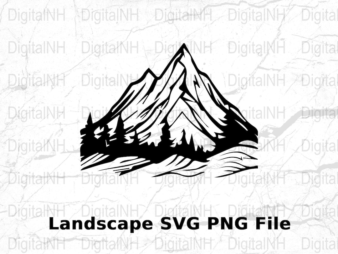 Mountain Landscape SVG, Nature Scene Digital File for Download, Outdoor ...