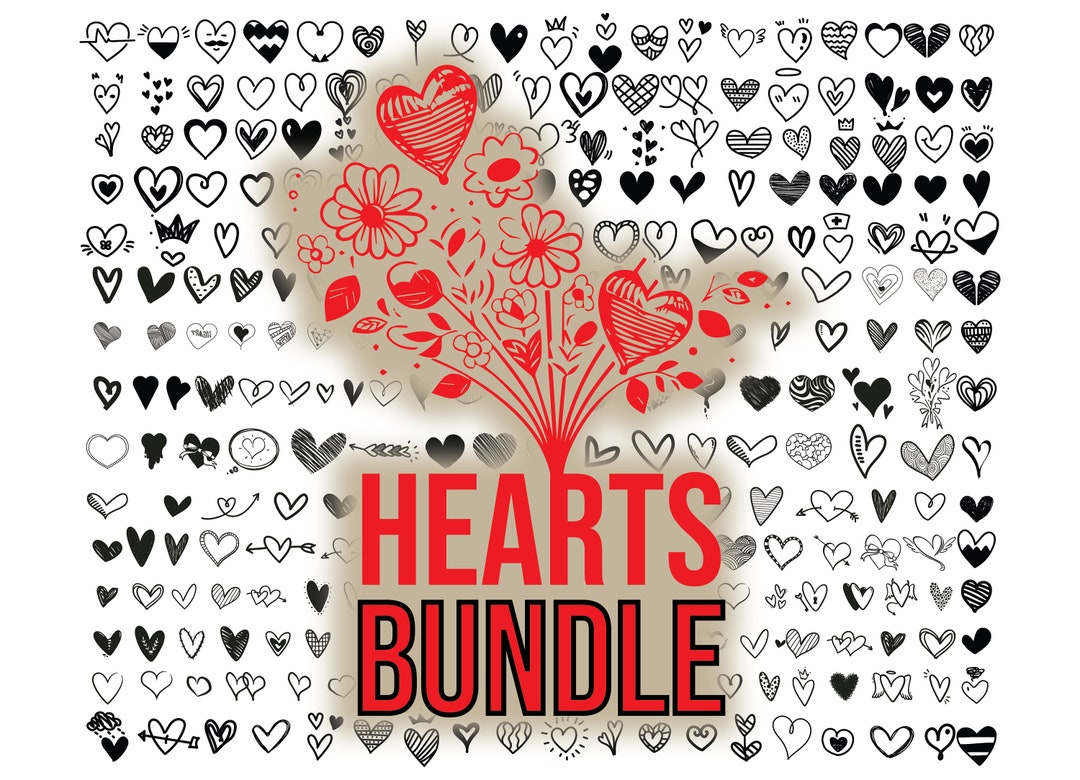 300+ Heart SVG PNG Bundle, Doodle Heart SVG, Hearts Svg, Heart Clipart ...