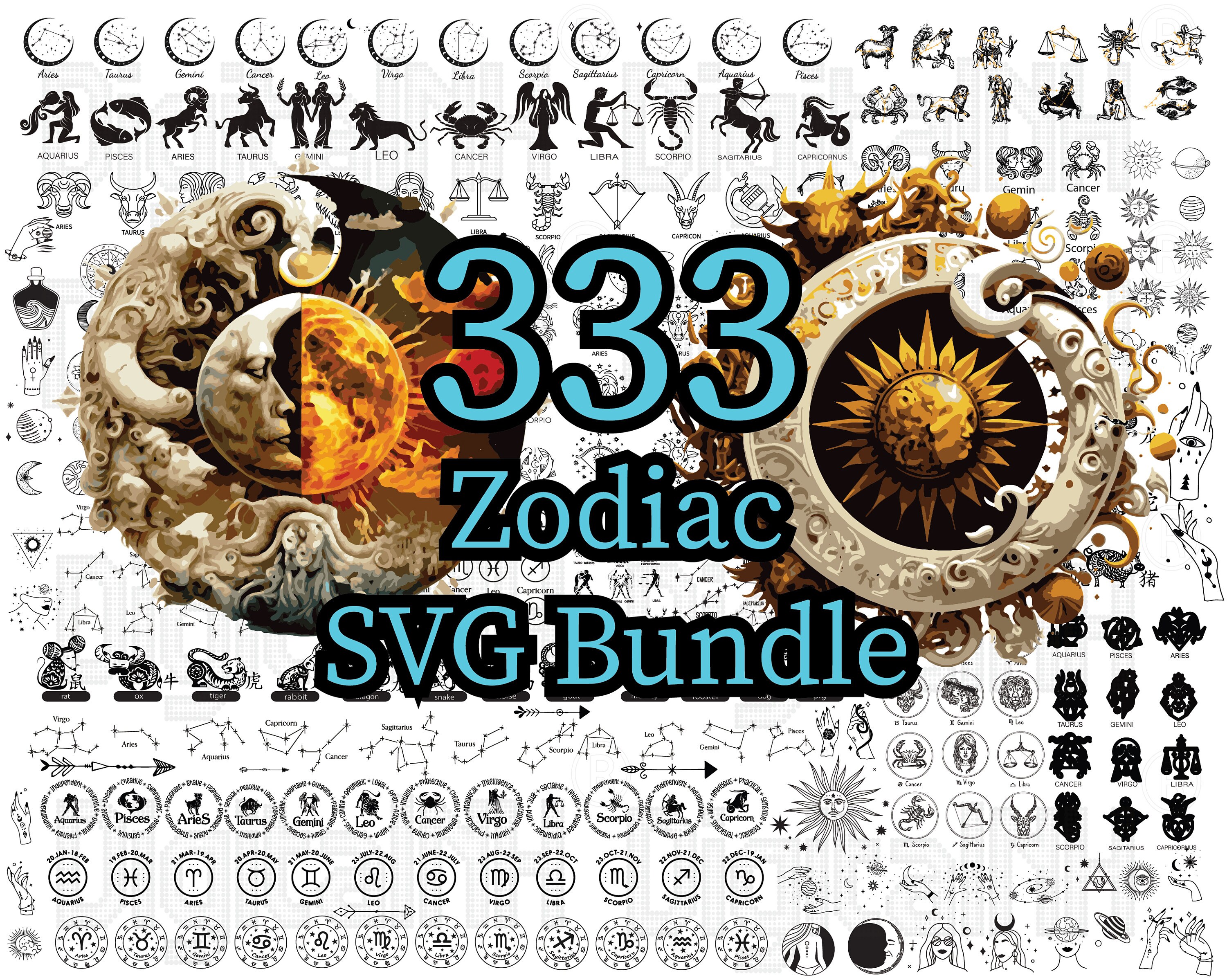 333 Zodiac SVG Bundle Zodiac Signs SVG Horoscope SVG - Etsy Canada