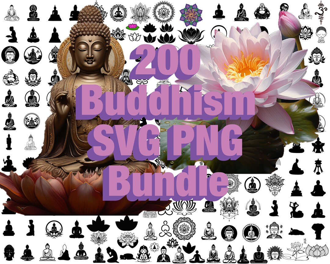 200 Buddhism SVG Bundle, Buddha SVG Bundle, Lotus Flower SVG ...
