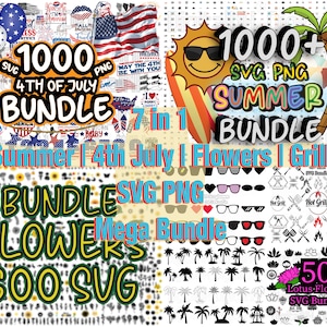 7 in 1 Mega Bundle SVG, Summer SVG Bundle, 4th of July SVG Bundle ...