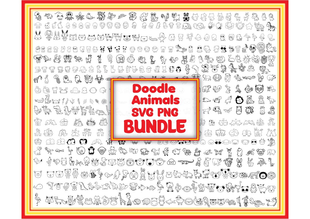 500+ Animal Doodles SVG PNG, Cute Animal Designs, Doodle Animal Clipart ...