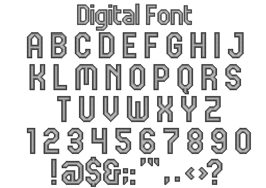 Digital FONT, Pixel Font, Dotted Font, Dot Font, Pixel Dot Font, Font ...