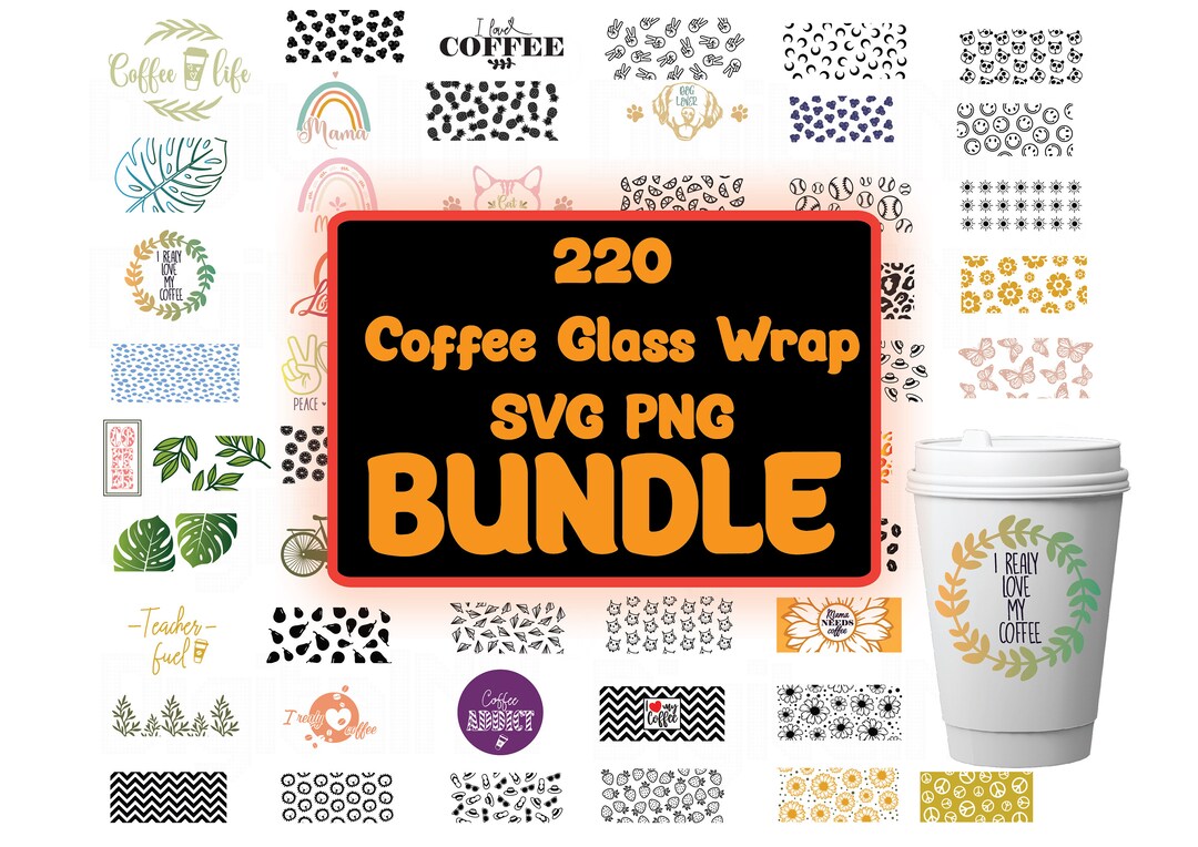Coffee Glass Wrap SVG Bundle: 220 Designs (digital Download) - Etsy
