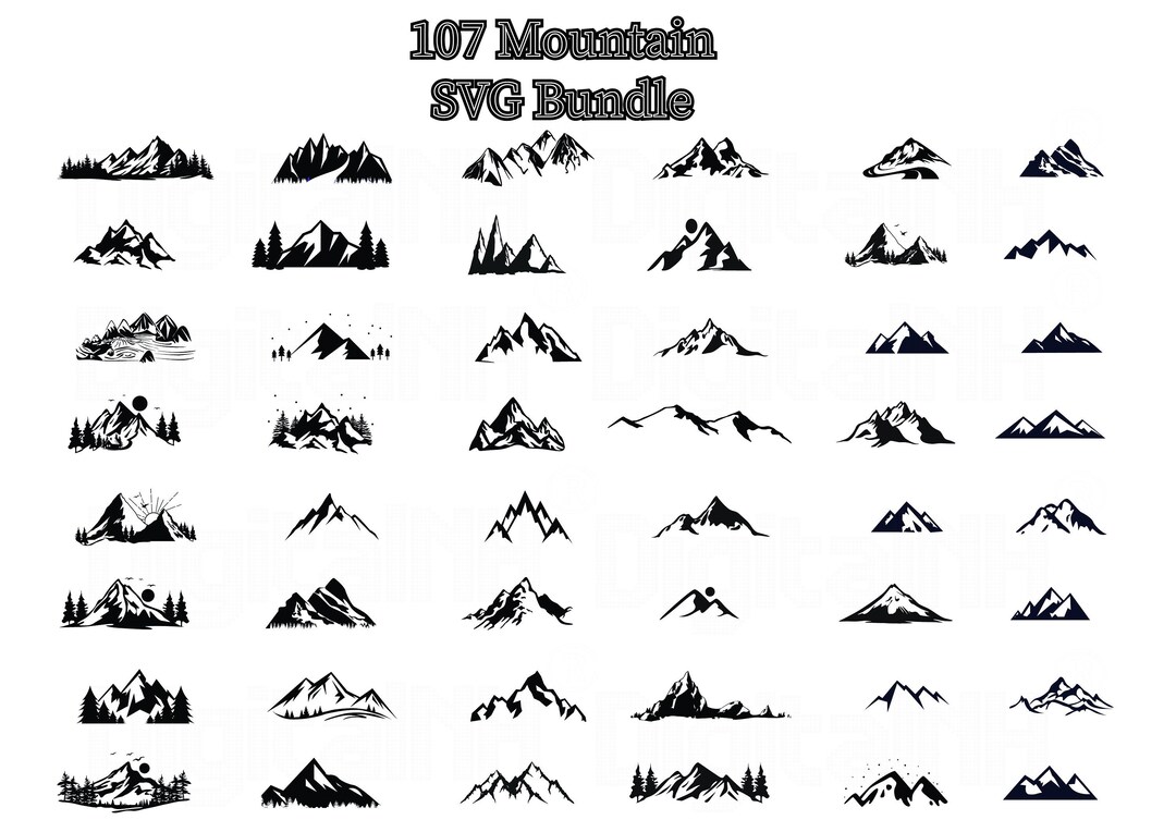 107 MOUNTAIN SVG Bundle, Nature Svg PEAK Svg, Mountain Peak Svg ...