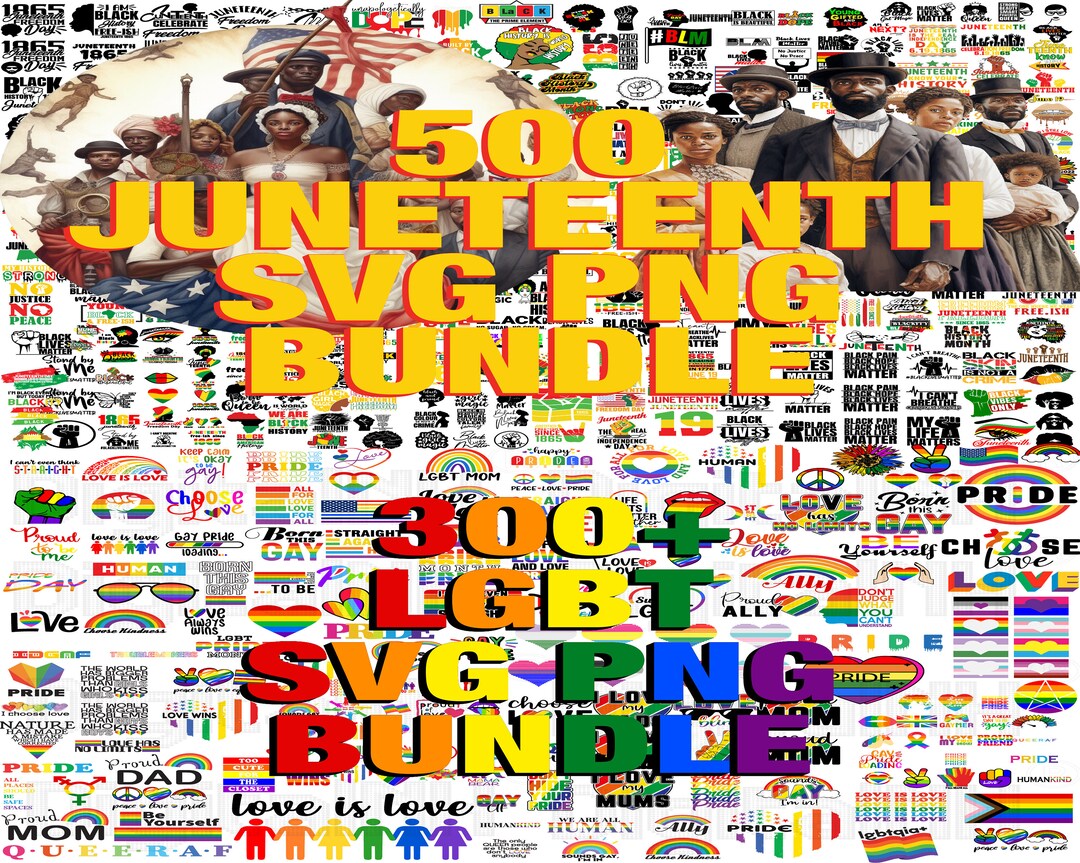 2 in 1 Mega SVG PNG Bundle, Juneteenth Svg, LGBTQ Svg, Black Pride Svg ...