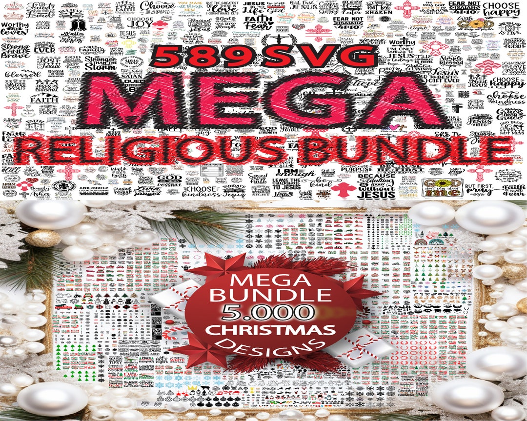 2 in 1 Mega Bundle, Christmas SVG PNG Mega Bundle, Christian Mega ...