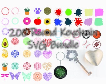 Round Keychain SVG PNG Bundle, Round KEYCHAIN Svg, Keychain Patterns ...