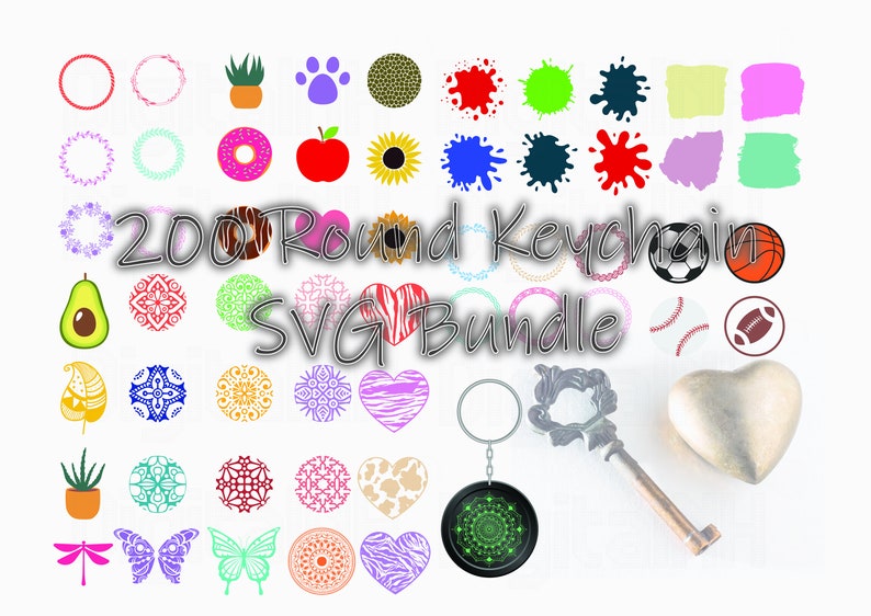 200 Keychain SVG Bundle Circle PATTERNS Svg Round KEYCHAIN - Etsy