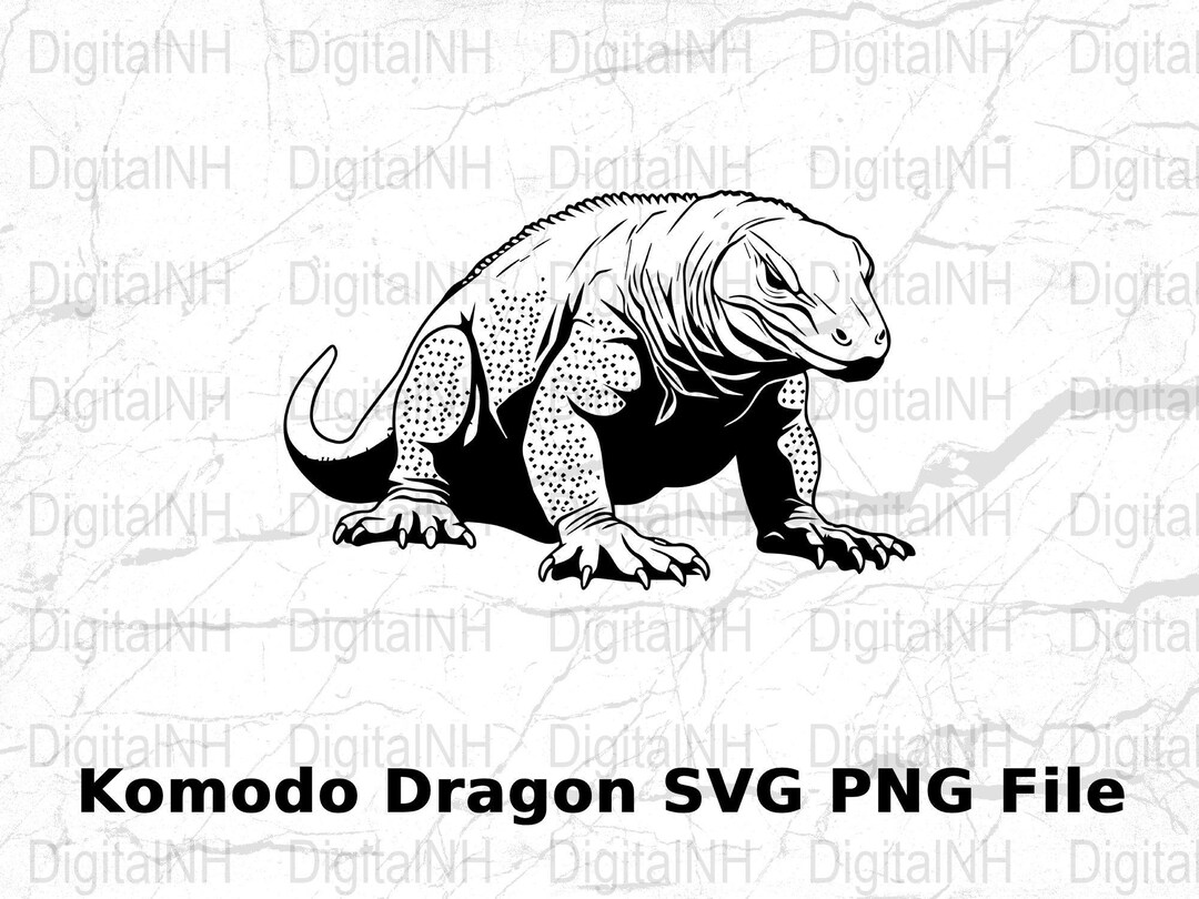 Komodo Dragon SVG, Black and White Reptile Clipart, Lizard Svg, Instant ...