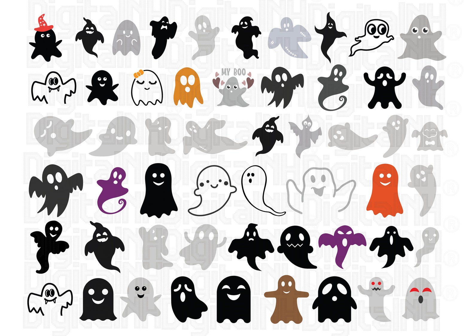 54 Ghost SVG PNG Bundle, Ghost SVG, Halloween Ghost Svg, Ghost Hunt Svg ...
