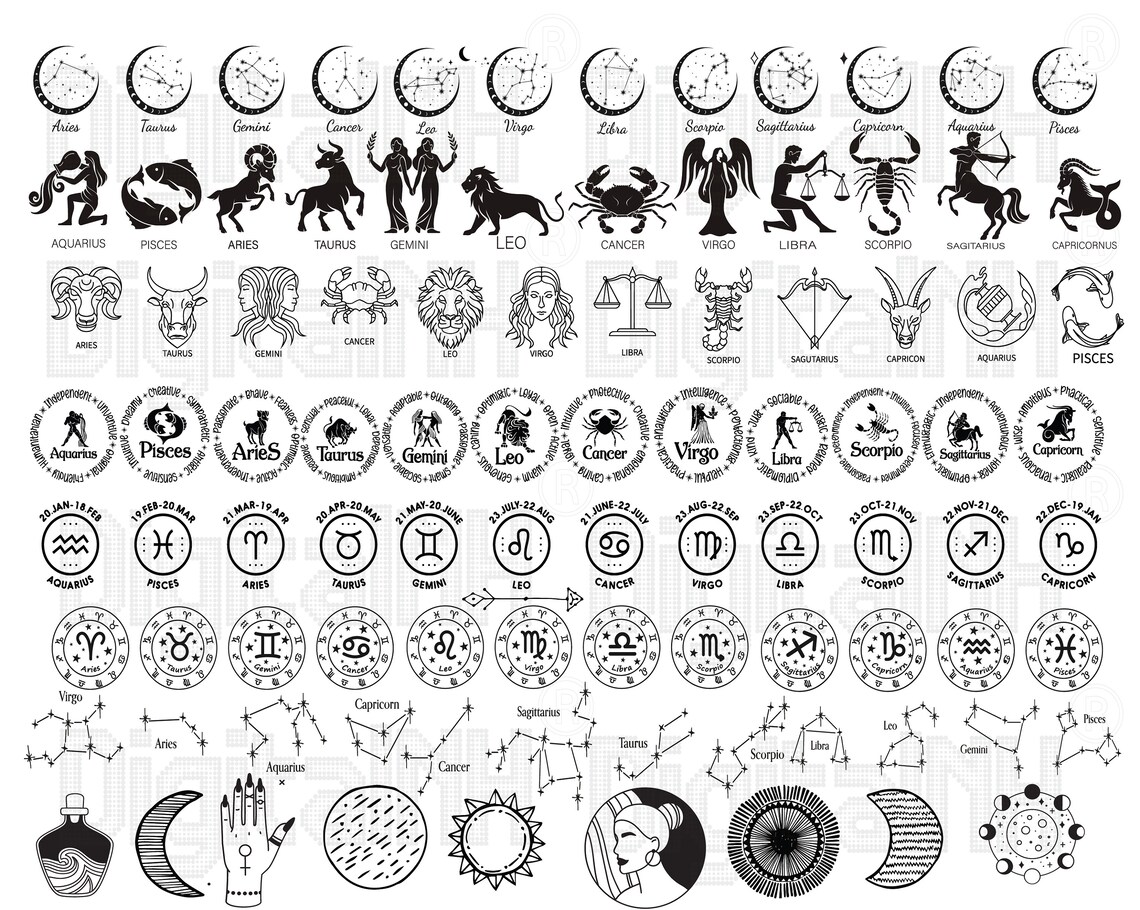 333 Zodiac SVG Bundle Zodiac Signs SVG Horoscope SVG - Etsy Canada
