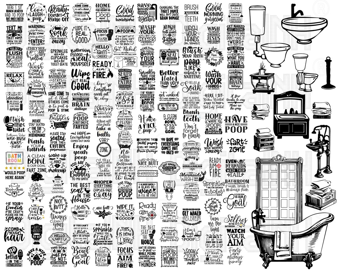 Bathroom Quotes SVG Bundle: Funny Restroom Designs (digital Download ...