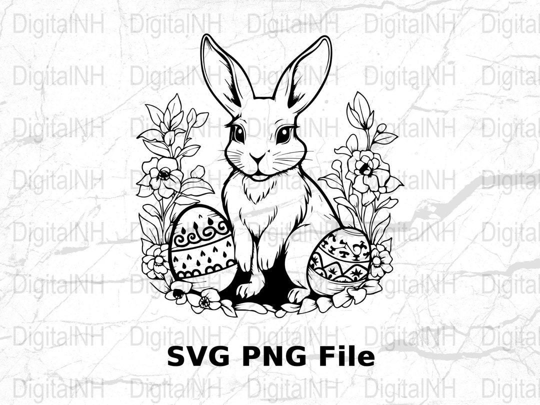 Floral Easter Bunny SVG: Spring Rabbit Clipart (digital Download) - Etsy