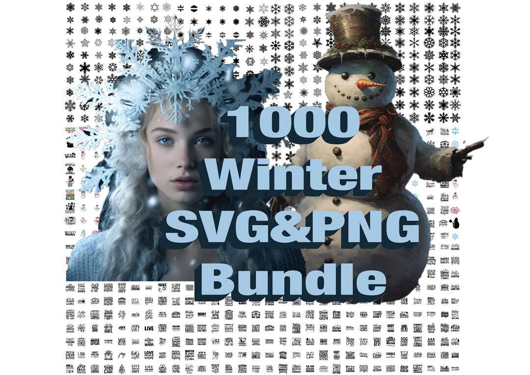 1000 Winter SVG PNG Mega Bundle, Winter SVG, Snowman Svg, Snowflakes ...
