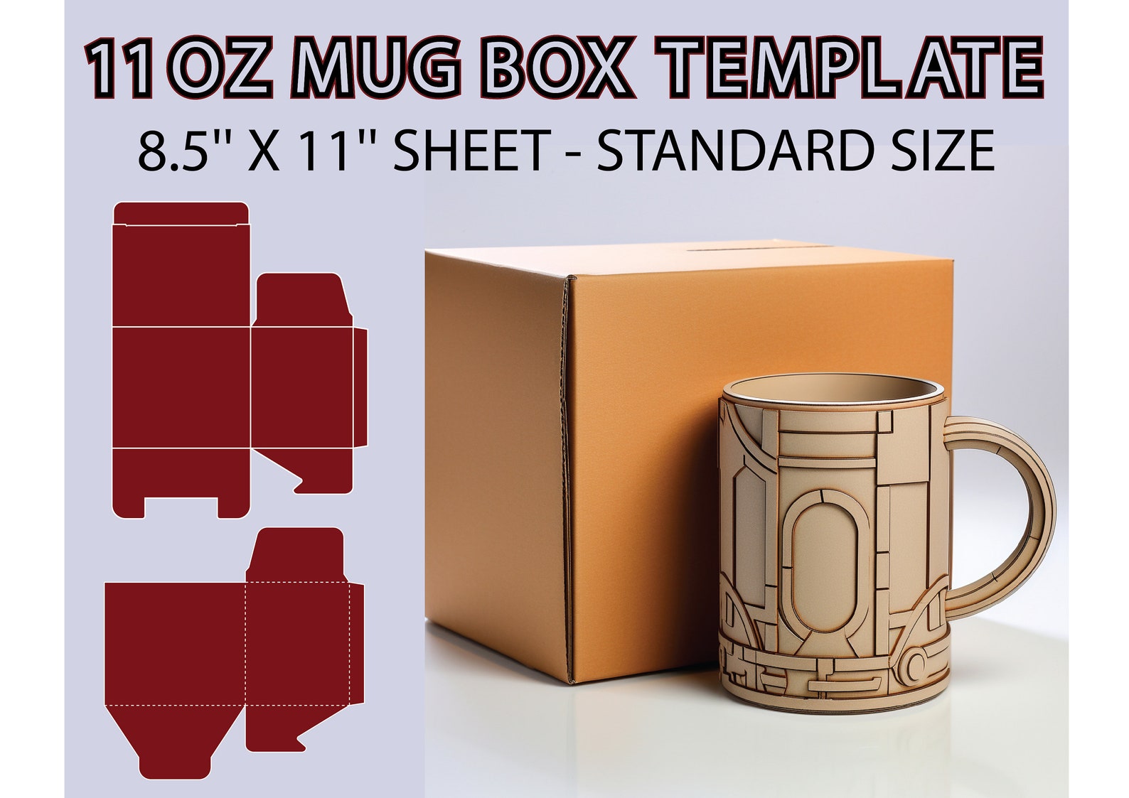 11 OZ Mug Box Template, Box Template SVG, Mug SVG, Mug Template Svg ...