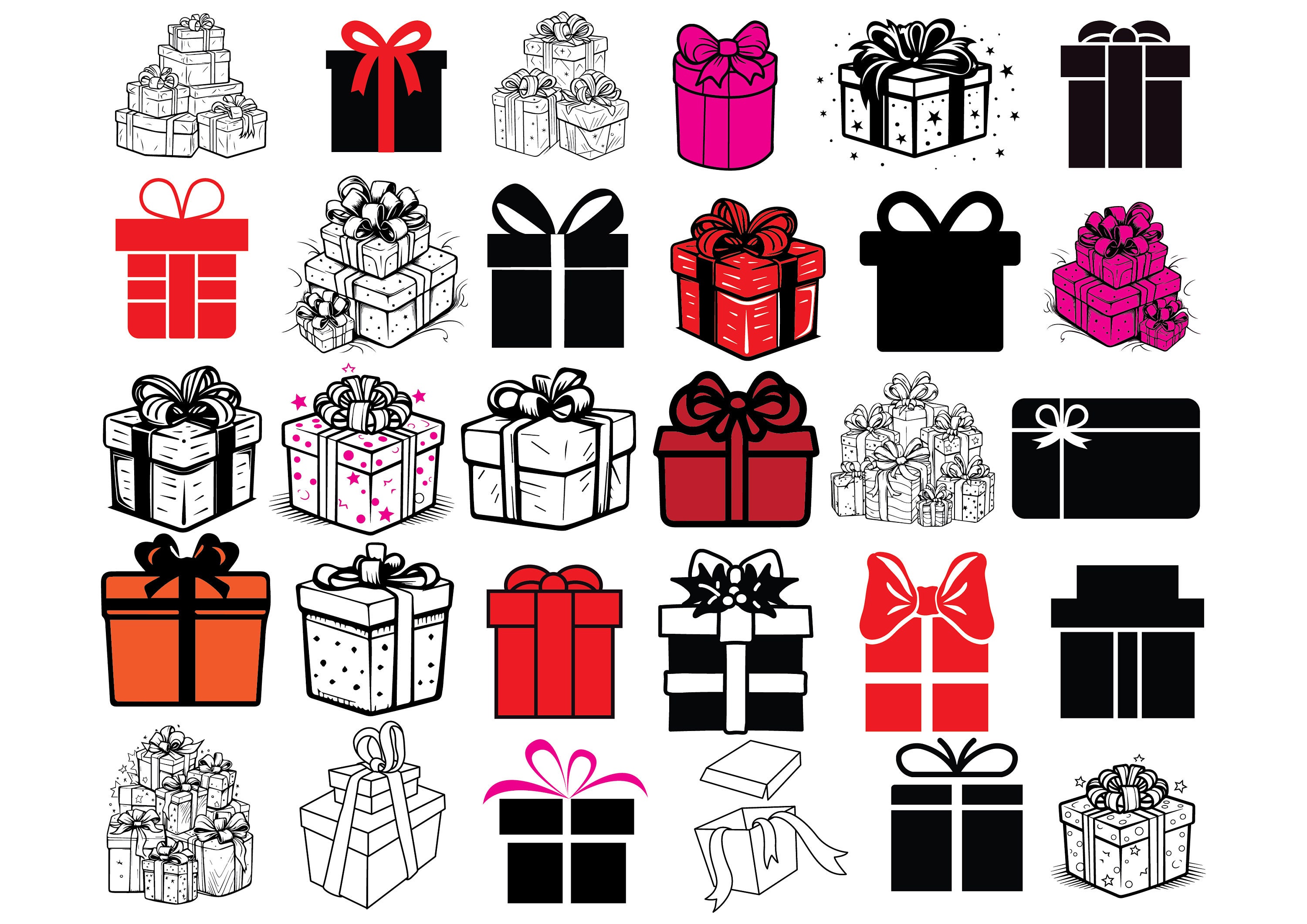 30 Presents SVG PNG Bundle, Gift Box SVG, Gift Svg, Box Svg, Gift Idea ...