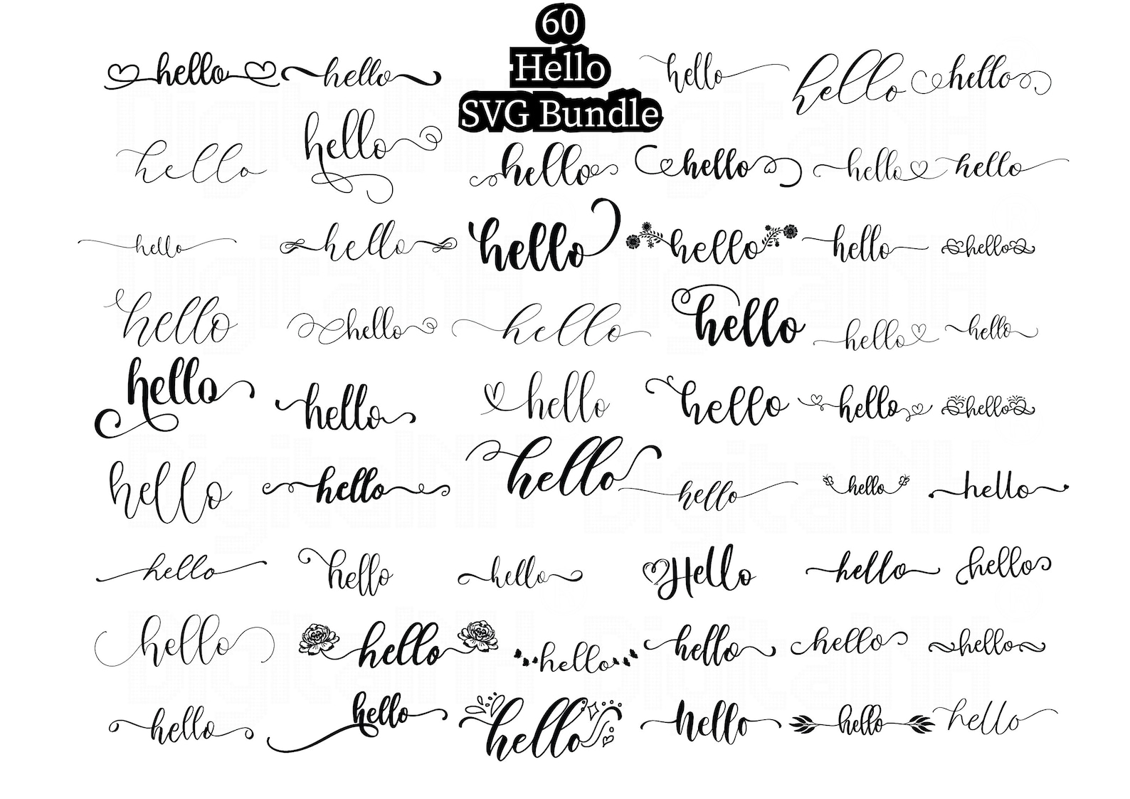 60 Hello SVG Bundle Hello SVG Digital File Instant - Etsy