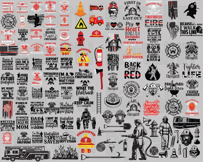 Firefighter SVG Bundle: 100+ Designs for Cricut, Silhouette (digital ...