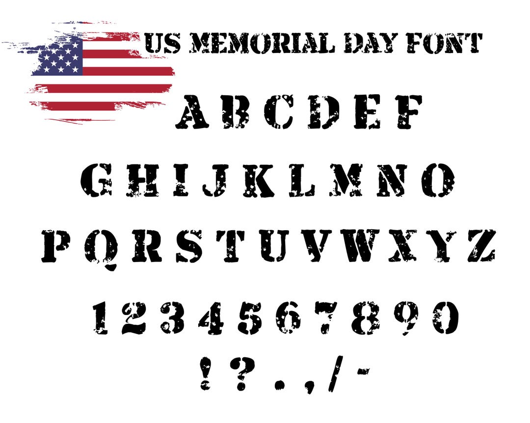 Memorial Day Font SVG: USA Army Letters, Cricut & Silhouette (TTF) - Etsy