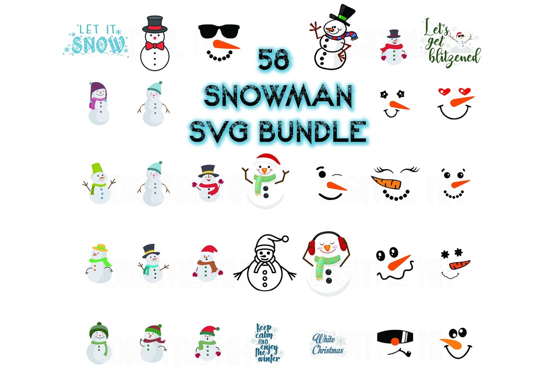58 Snowman SVG Bundle, Christmas Snowman SVG, Christmas Svg, Cute ...