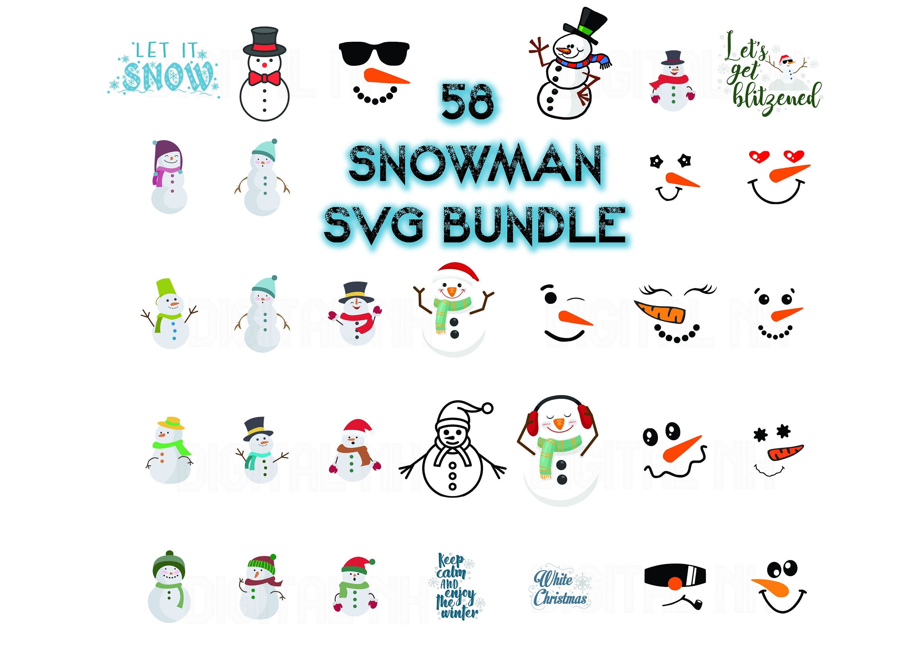 58 Snowman SVG Bundle Christmas Snowman SVG Christmas Svg - Etsy