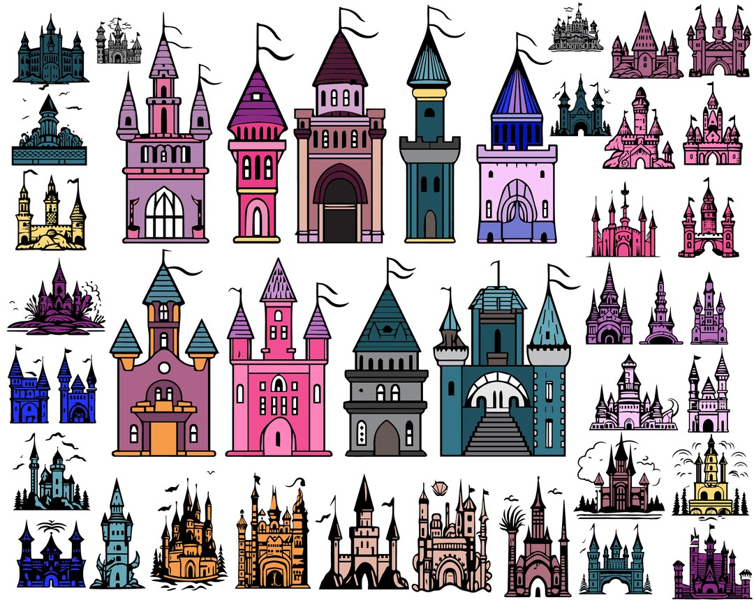 41 Castle SVG PNG Bundle, Enchanting Rainbow Castle SVG Bundle, Fairy ...