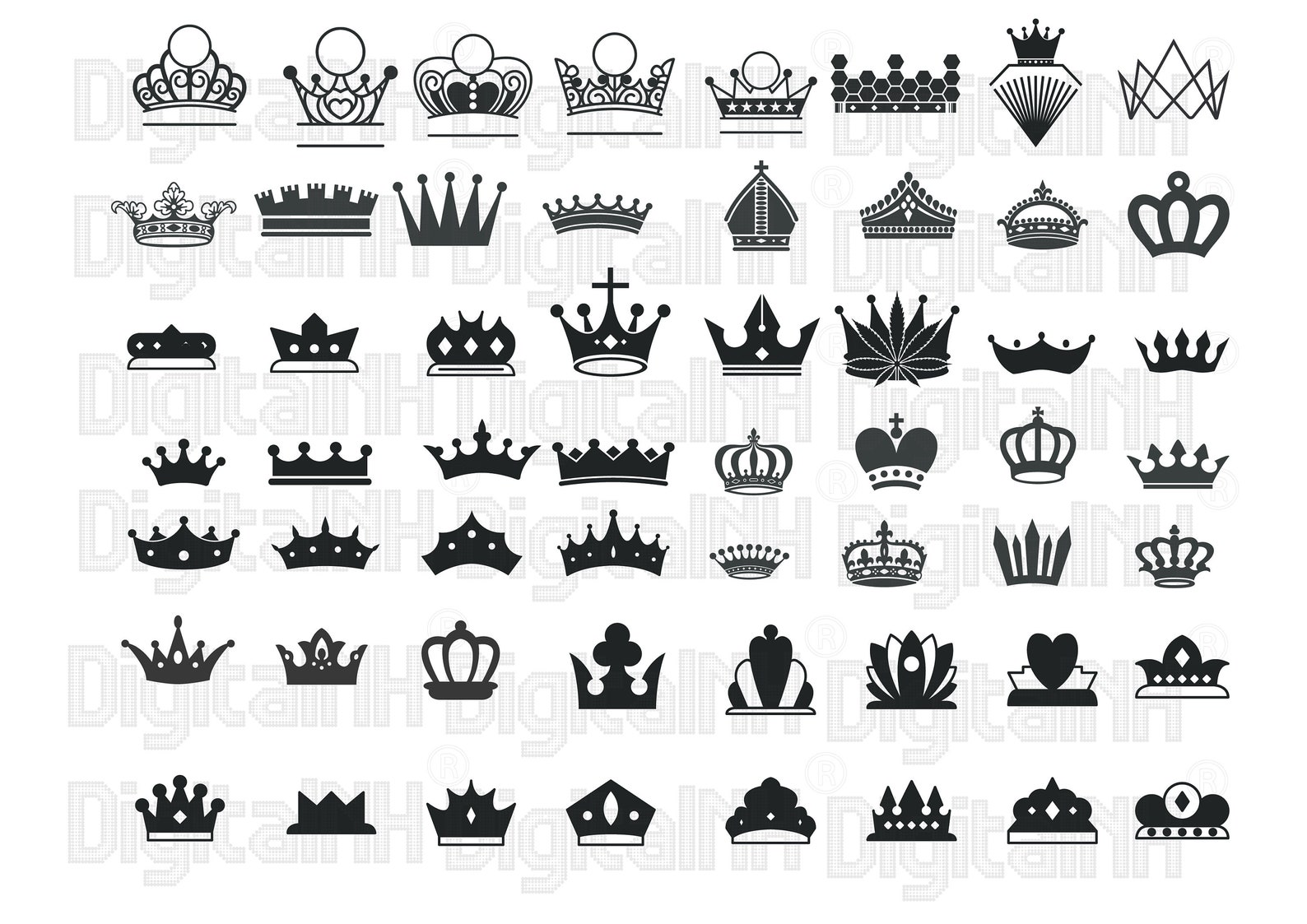 Plus de 190 couronnes SVG PNG Bundle, SVG royal, couronne svg, svg ...