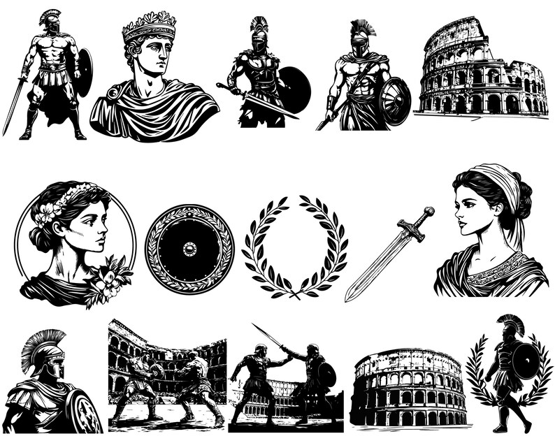 Rome SVG Bundle: Gladiators, Colosseum, Roman Empire (digital Download ...