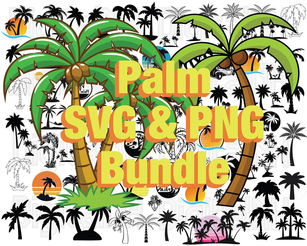 90 Palm Tree SVG PNG Bundle, Palm SVG, Beach Svg, Summer Svg, Tree Svg ...