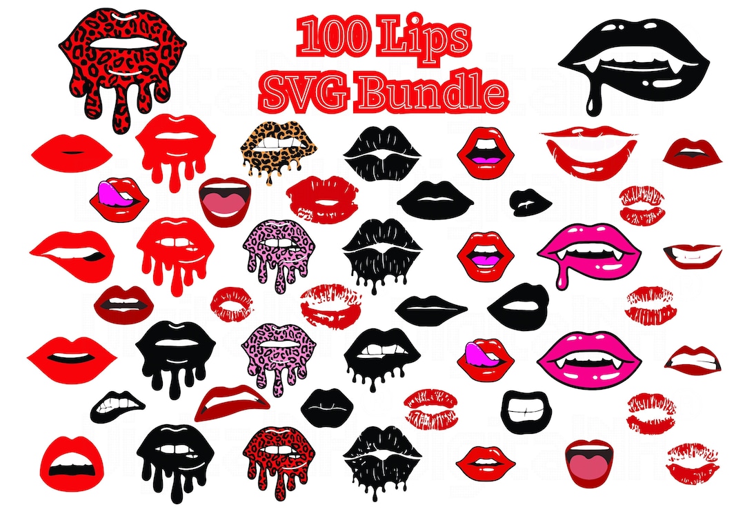 100 LIPS SVG Bundle, Vampire Lips SVG, Animal Print Lips Svg, Digital ...