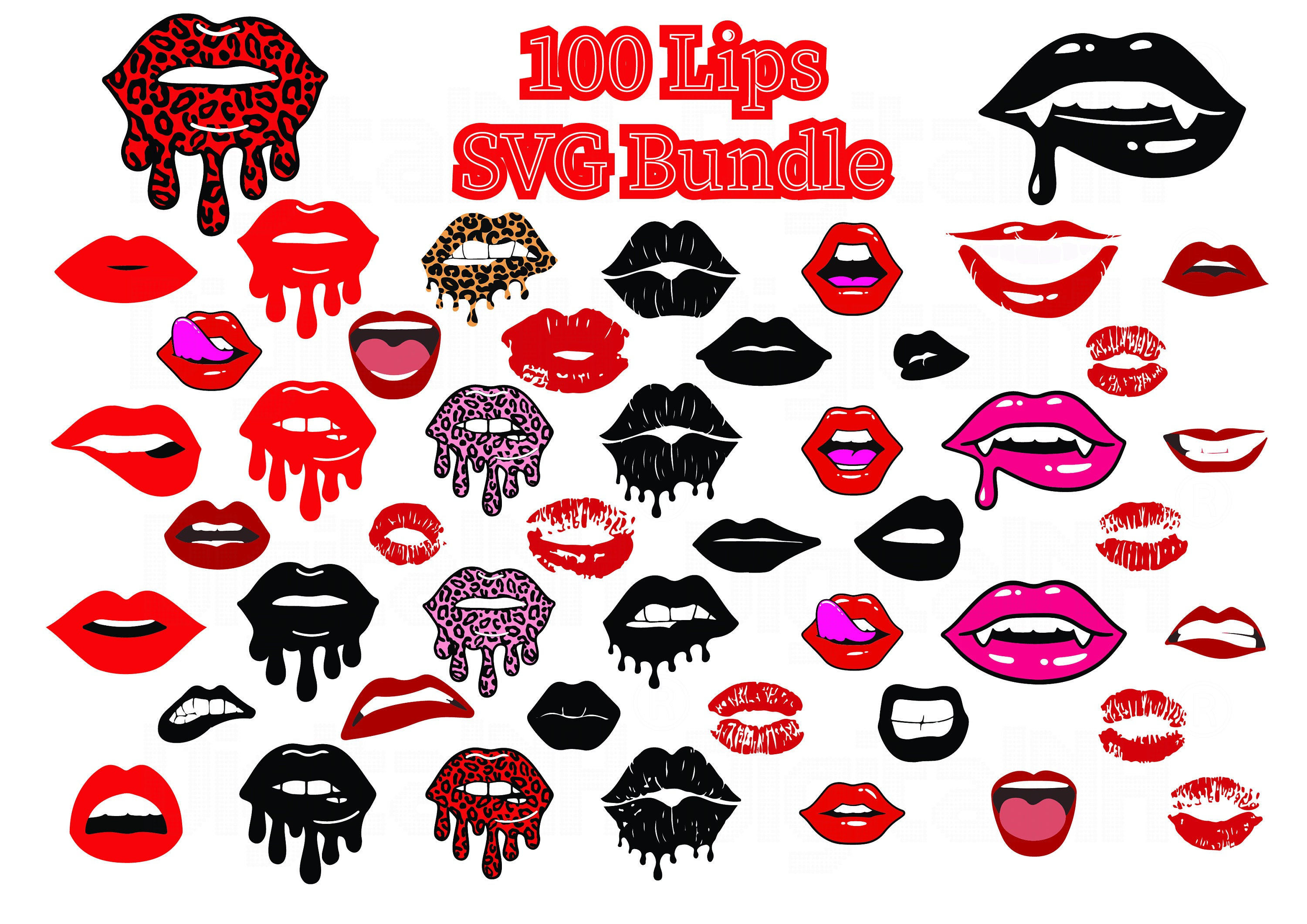 100 LIPS SVG Bundle Vampire Lips SVG Animal Print Lips Svg - Etsy