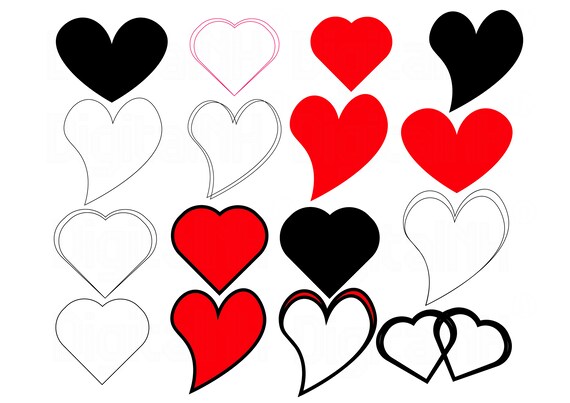 16 HEART SVG Bundle Double Hearts Svg Hand Drawn Heart Svg - Etsy