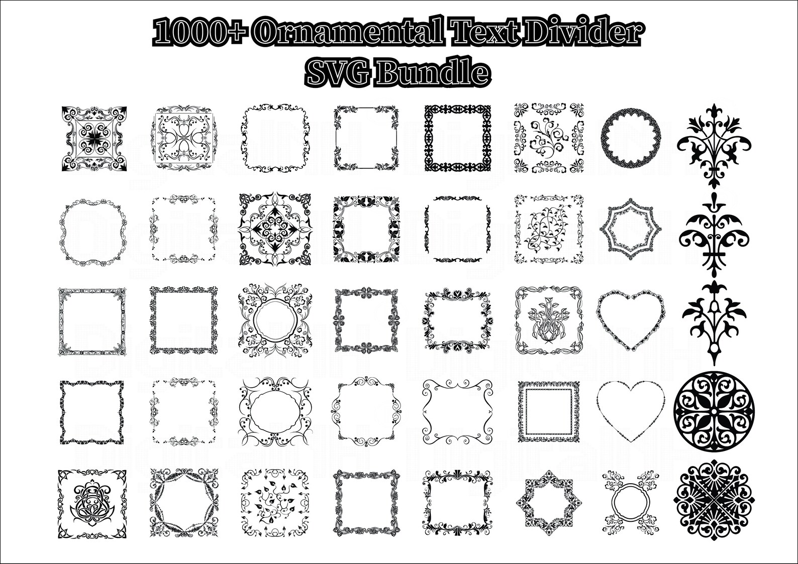 1000 Ornamente SVG Bundle, Schnörkel SVG, Text Divider SVG Bundle ...