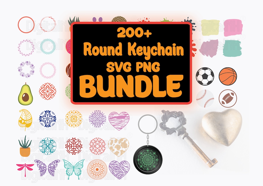 Round Keychain SVG PNG Bundle, Round KEYCHAIN Svg, Keychain Patterns ...