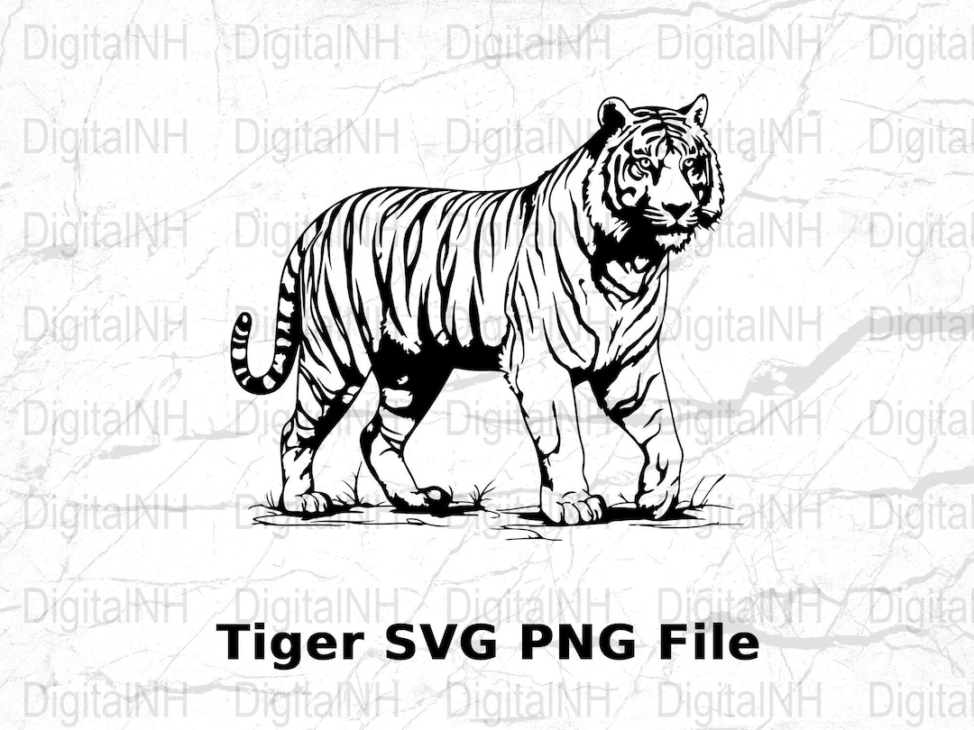 Tiger SVG File, Wildlife Animal Cut File, Digital Tiger PNG, Printable ...